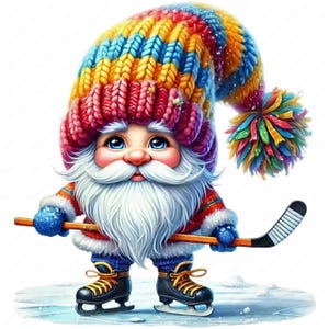 Hockey Gnome Clipart | Winter Gnome Ice Skating Clipart Bundle | 10 ...