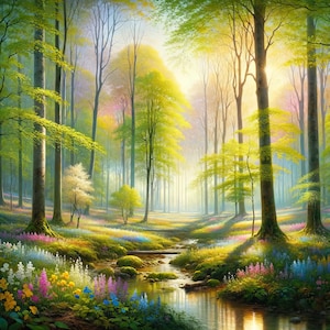 Spring Forest Clipart | Spring Forest Digital Paper | Vibrant Designs ...