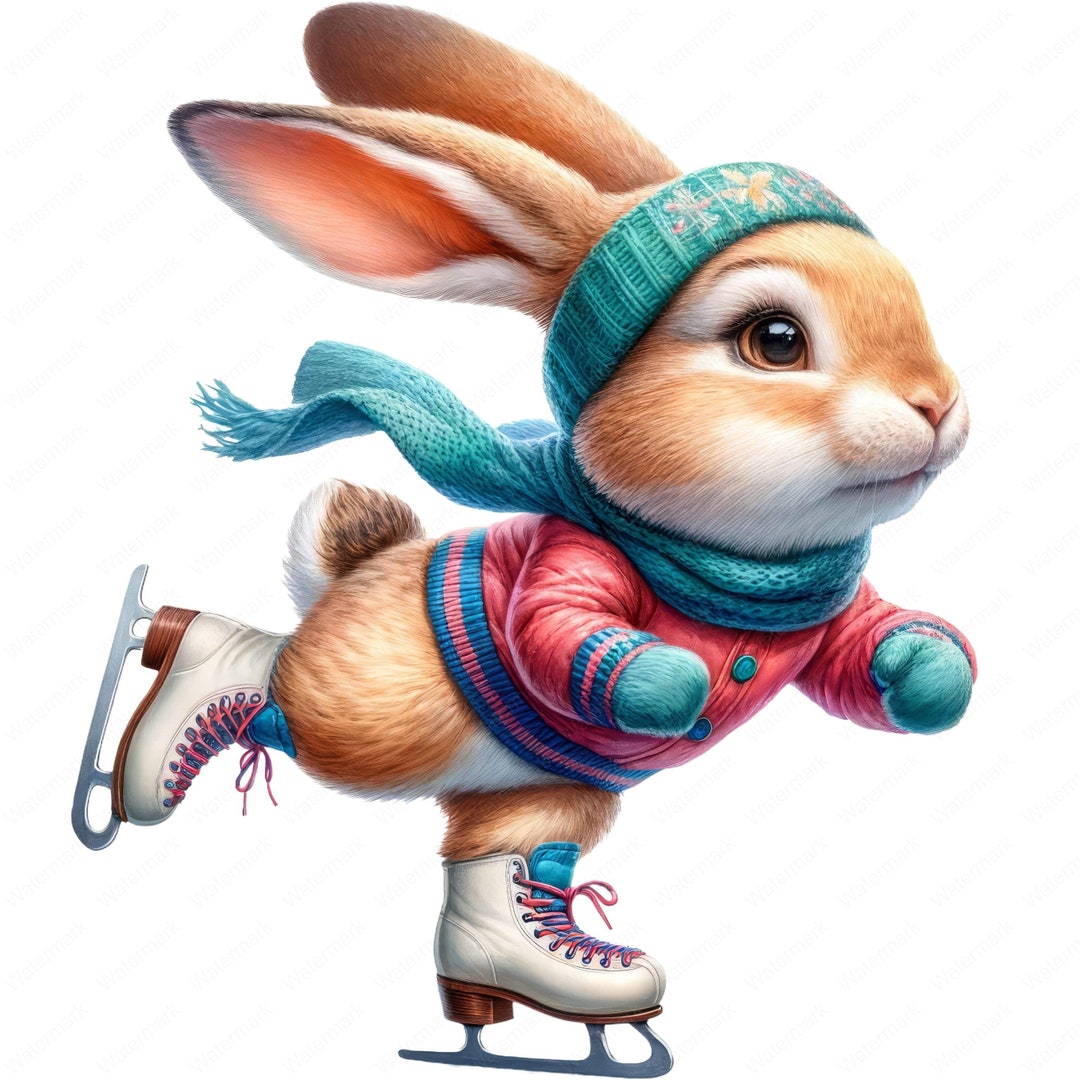 Rabbit Clipart | Winter Sports Clipart Bundle | 10 High-quality Designs ...