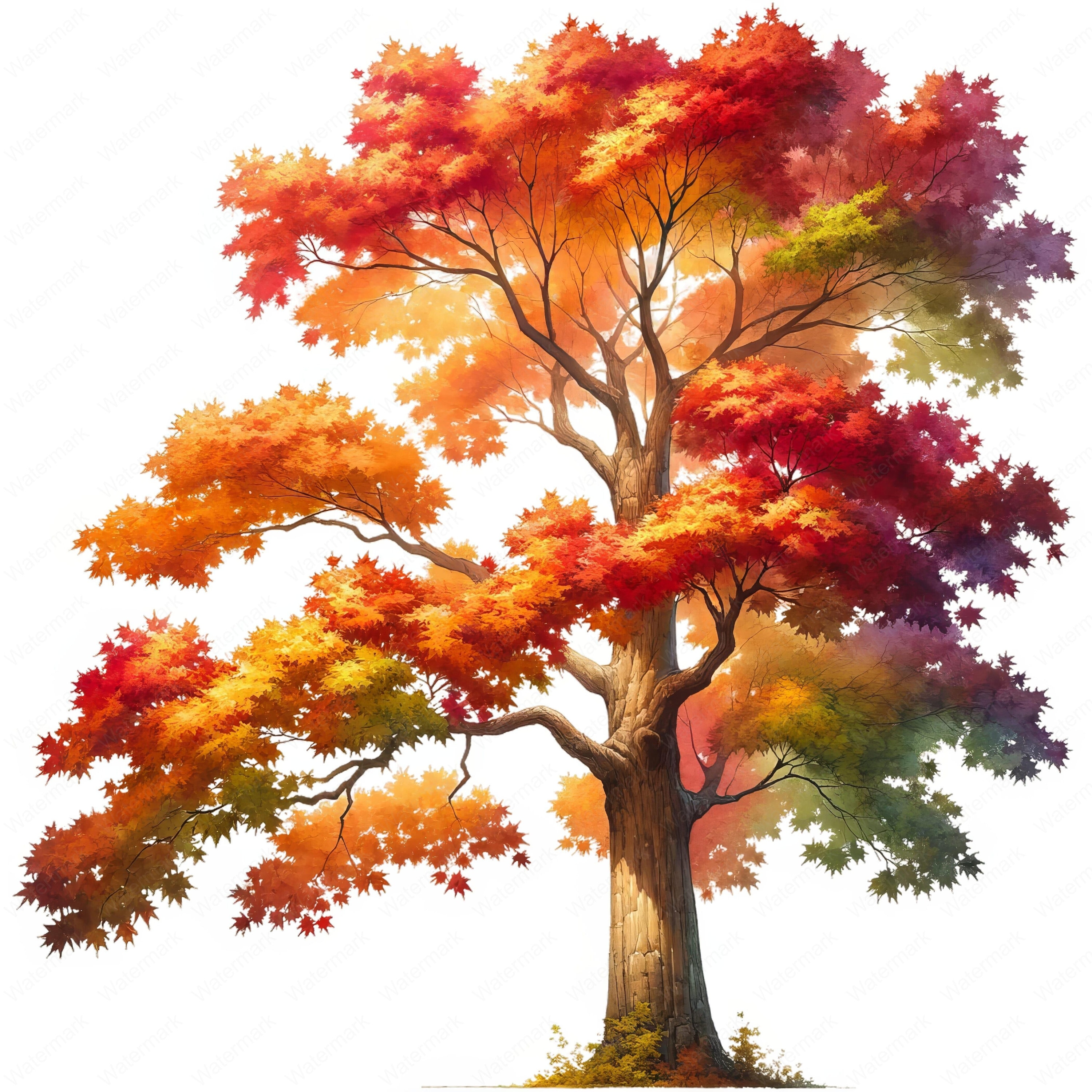 Autumn Maple Tree Clipart Bundle: Vibrant Fall Art (digital Download ...
