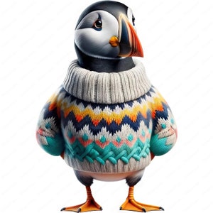Puffin Knit Clipart | Cozy Puffin Knit Clipart Bundle | 10 High-quality ...