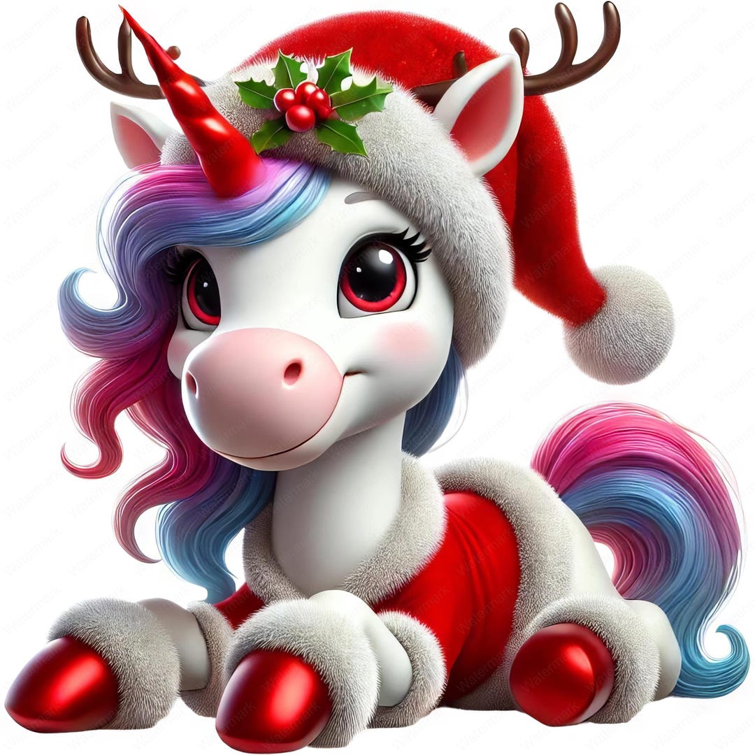 Christmas Unicorn Clipart Bundle: Holiday Art, Commercial Use (digital ...