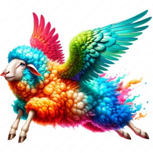 Flying Sheep Clipart | Whimsical Flying Sheep Clipart Bundle | 10 High ...