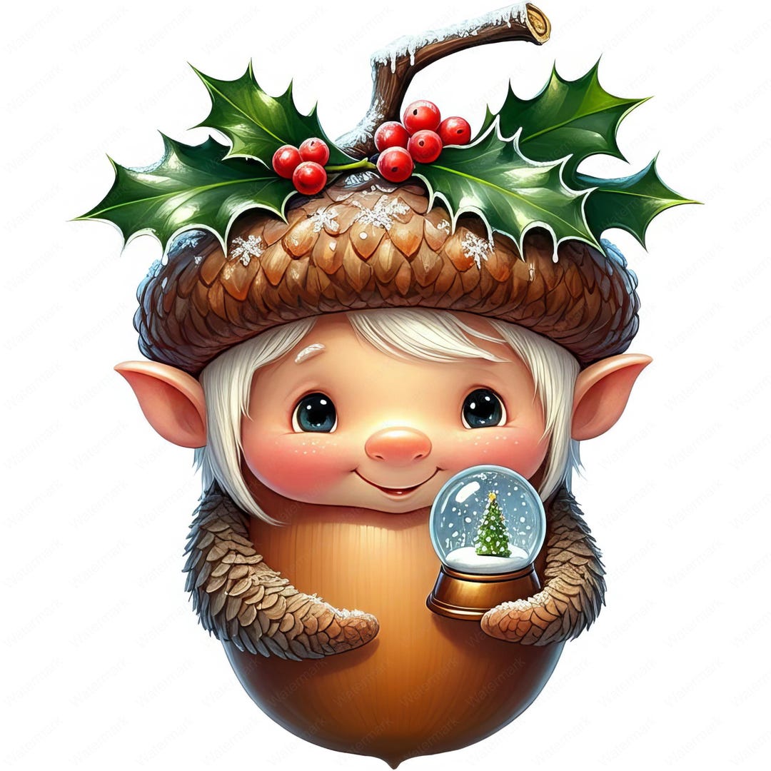 Acorn Elf Christmas Clipart Bundle: Festive Woodland Art (digital ...