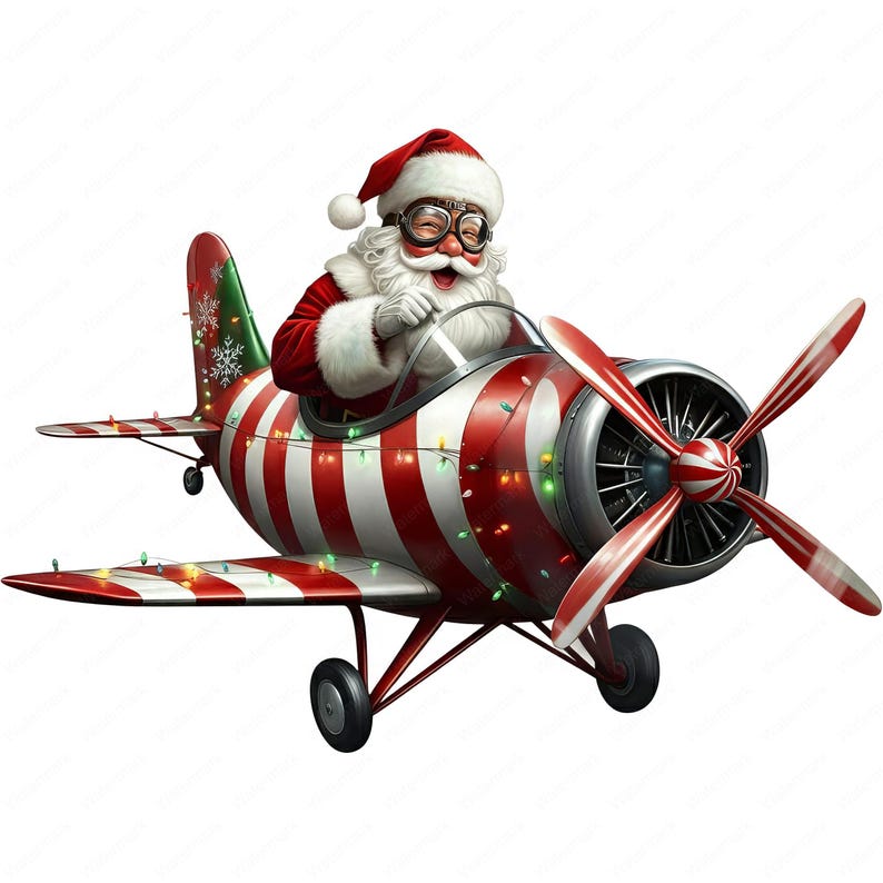 Santa Airplane Clipart: Holiday PNG Bundle (digital Download) - Etsy
