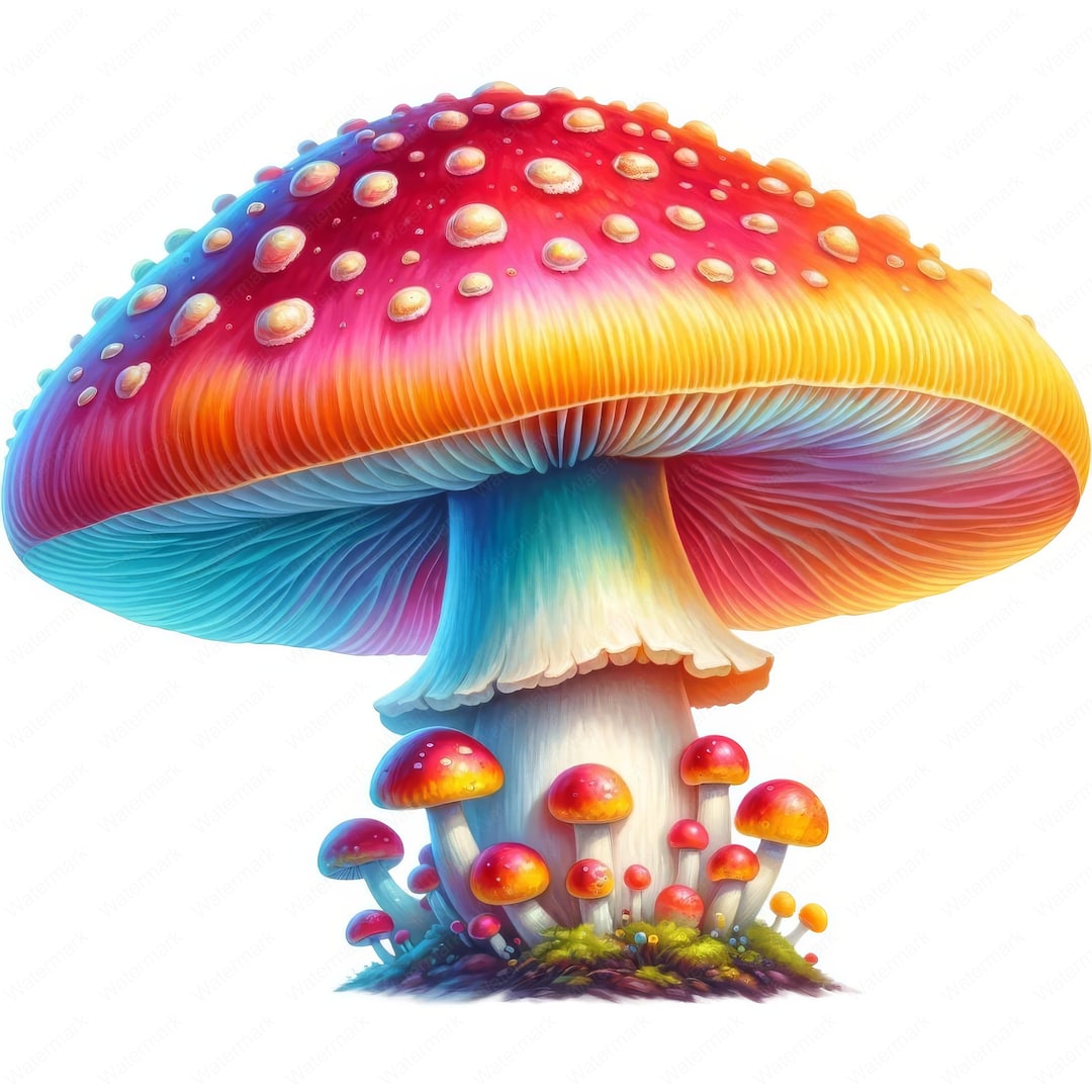 Vibrant Mushroom Clipart Colorful Mushroom Clipart Bundle 10 High ...