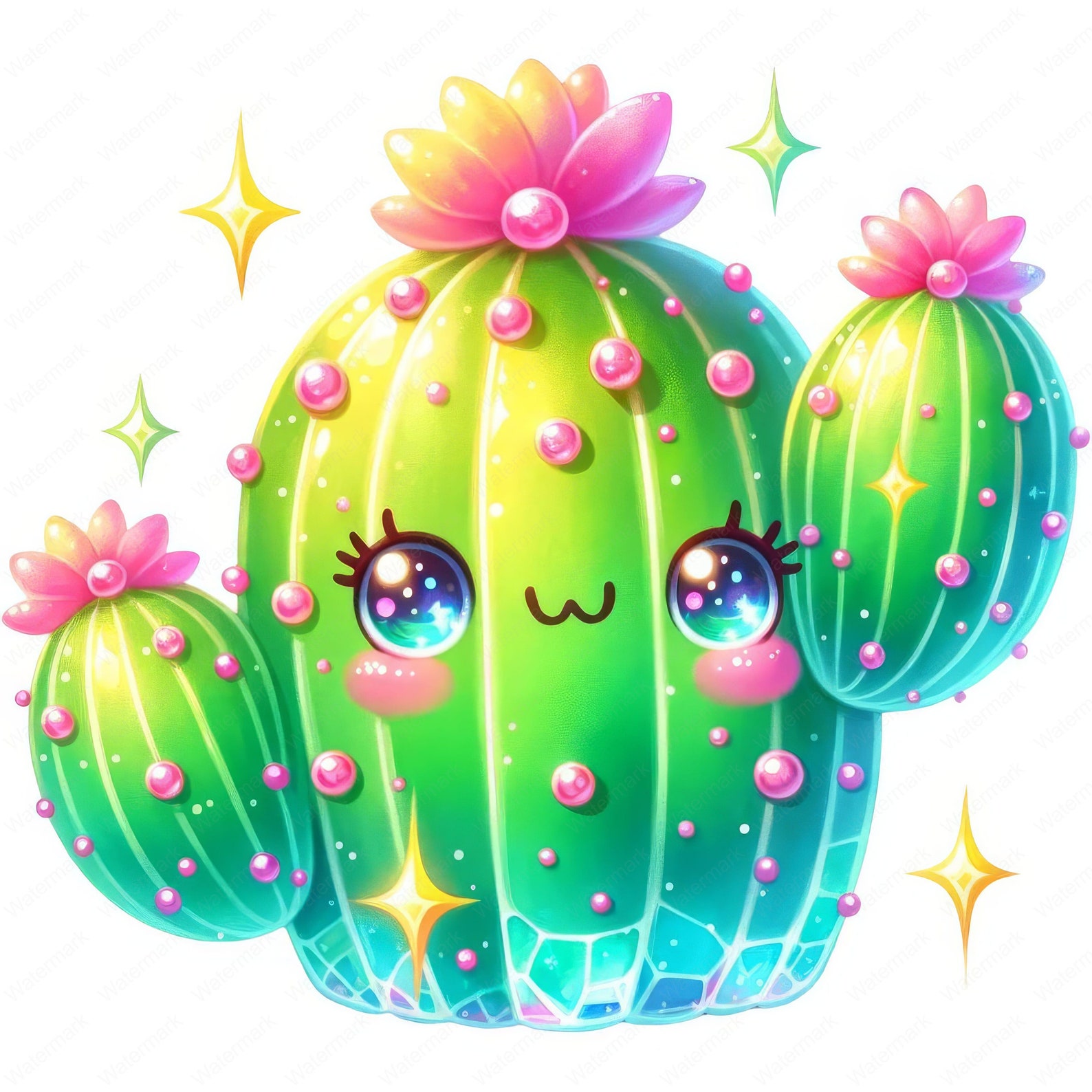 Cute Sparkling Cactus Clipart 10 High-quality Designs Desert Art ...