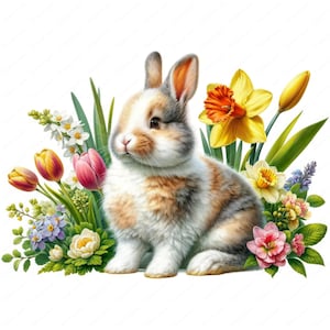 Spring Rabbit Clipart | Charming Spring Rabbit Clipart Bundle | 10 High ...