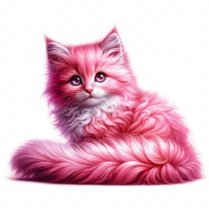 Cute Pink Kitten Clipart | Adorable Pink Kitten Clipart Bundle | 10 ...
