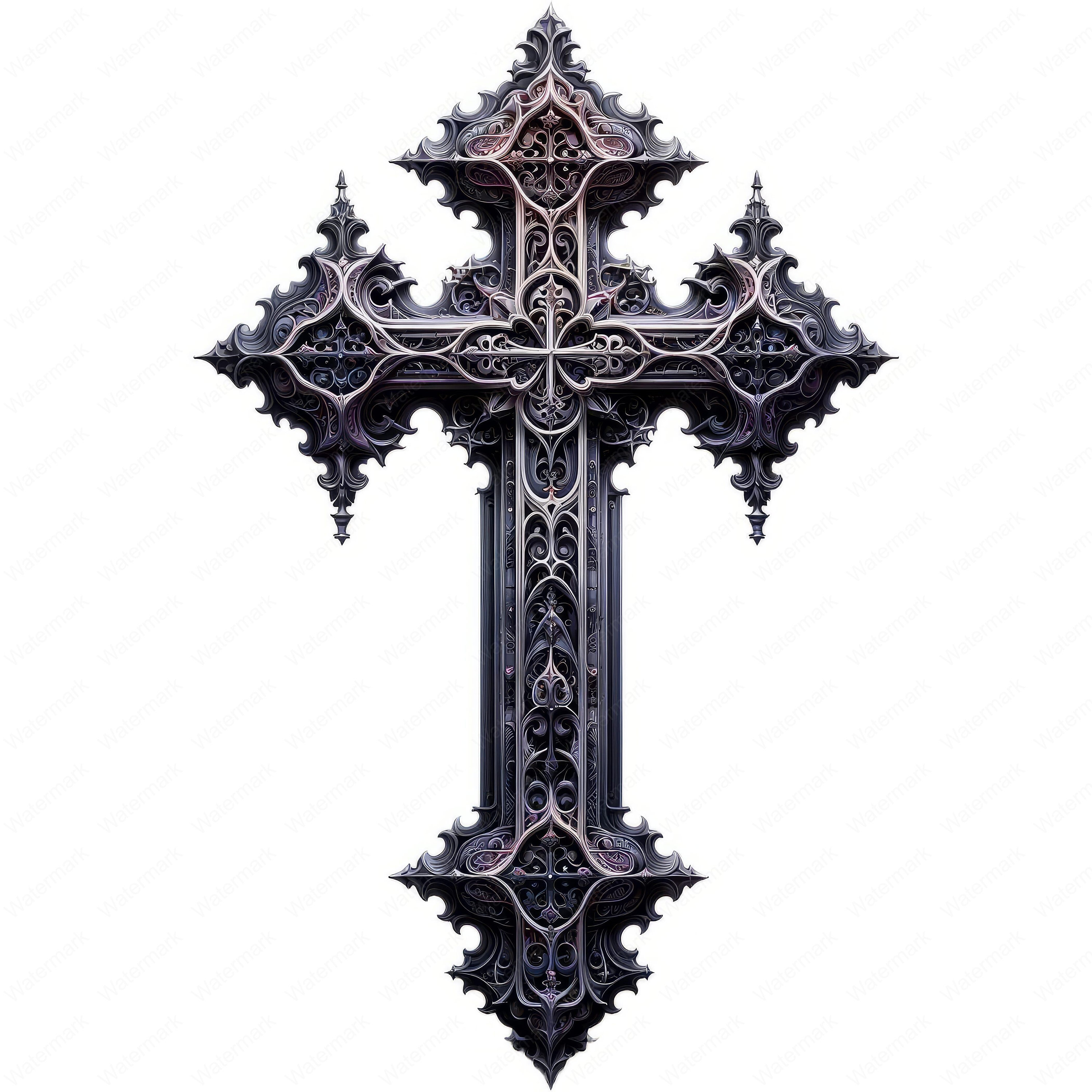 Intricate Gothic Cross Clipart: Medieval Art Designs (digital Download ...