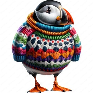 Puffin Knit Clipart | Cozy Puffin Knit Clipart Bundle | 10 High-quality ...