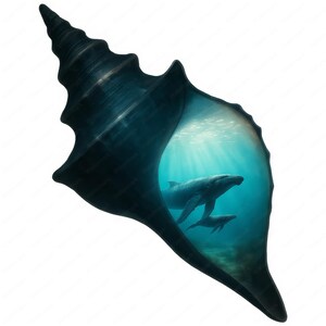 Whale Clipart, 10 Designs High Res PNG Bundle, Ocean Shell Art, Instant ...
