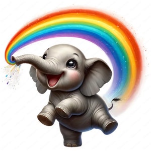 Rainbow Elephant Clipart | Cute Elephant With Rainbow Clipart Bundle ...