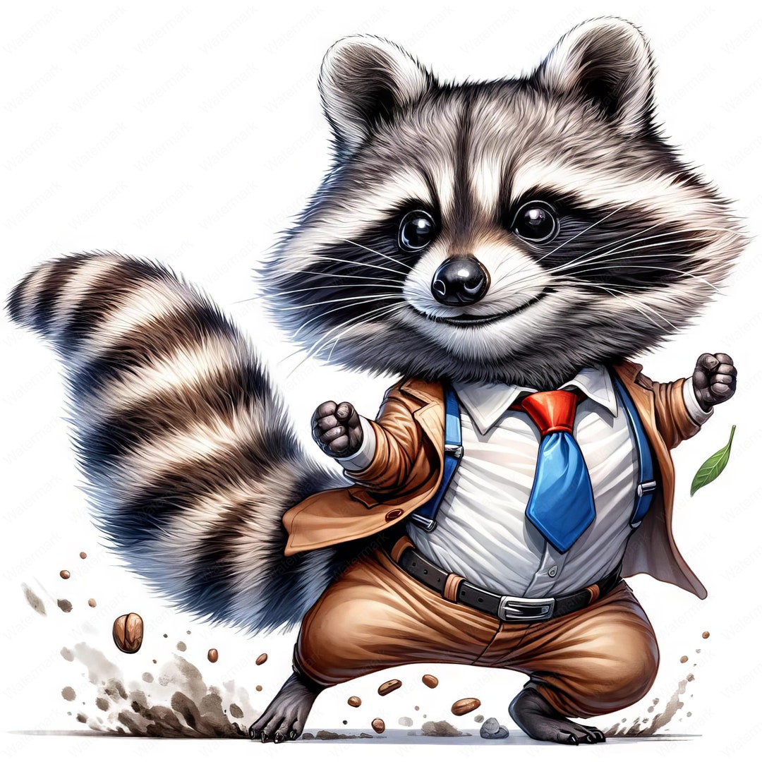 Funny Raccoon Clipart Whimsical Raccoon Clipart Bundle 10 High-quality ...