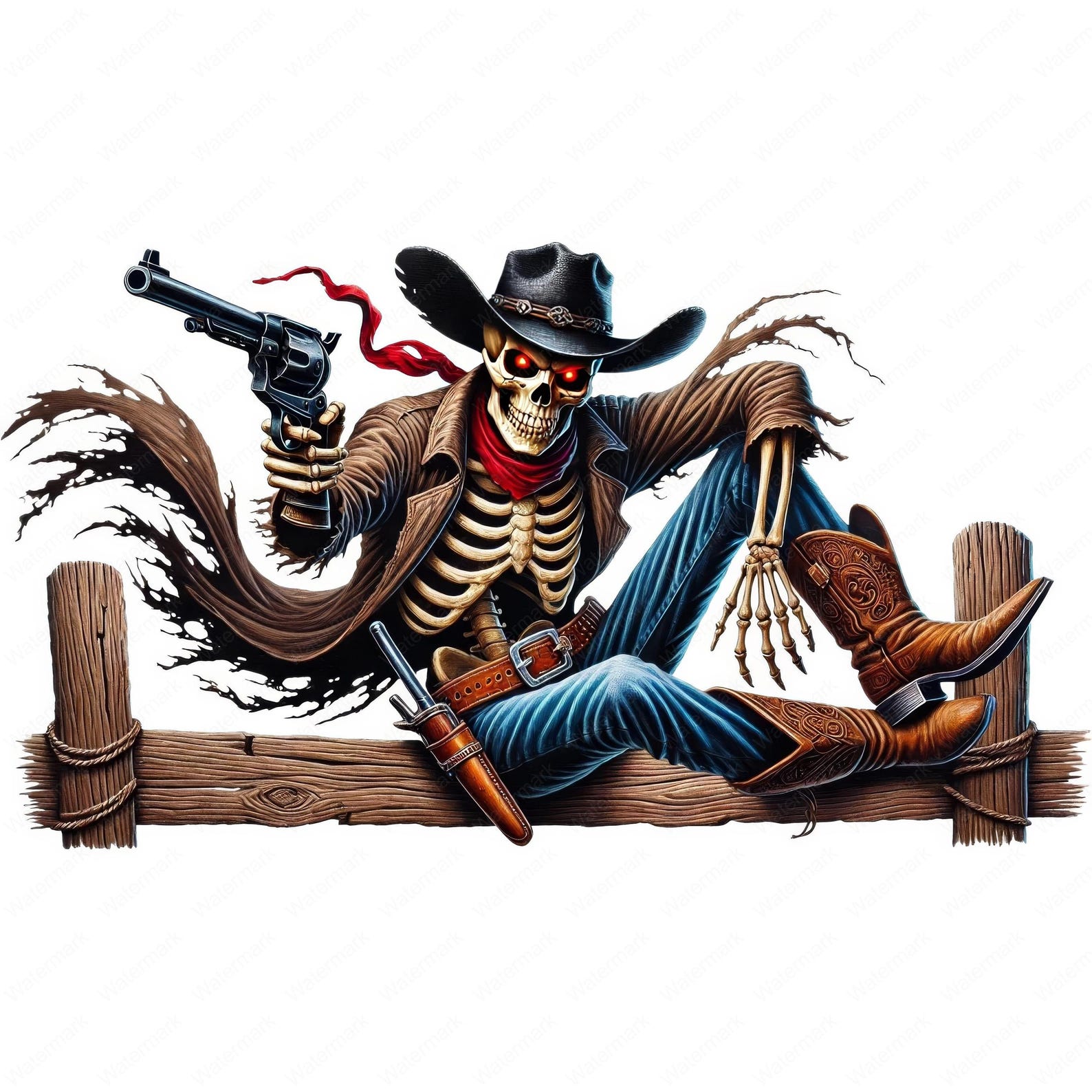 Skeleton Cowboy Clipart: Western Horror Art (digital Download) - Etsy