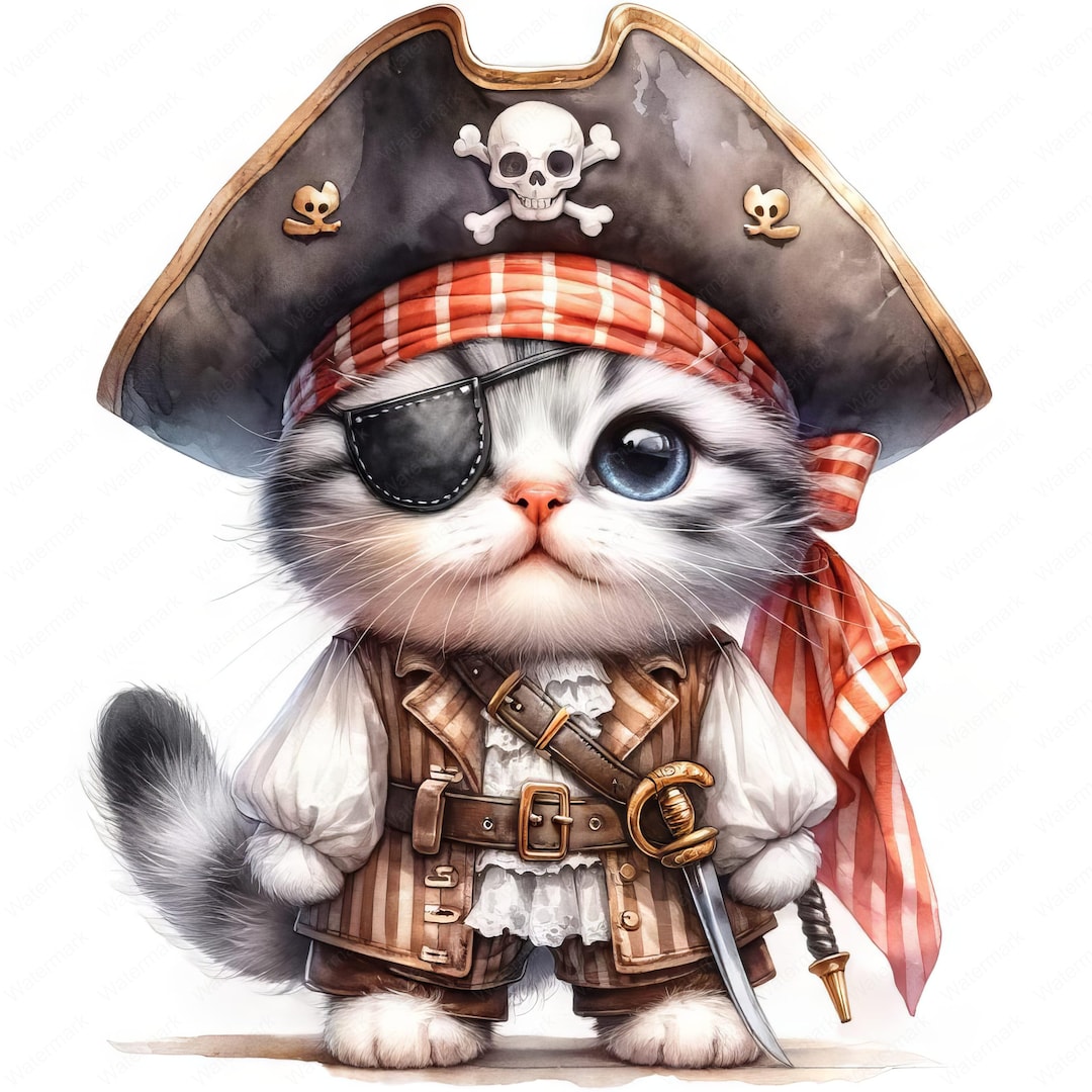 Pirate Cat Clipart Bundle: Nautical Art Designs (digital Download) - Etsy