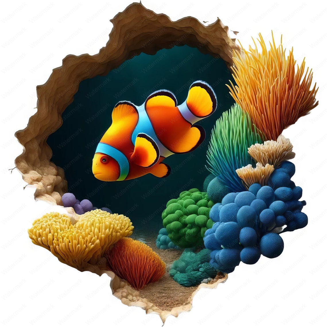 3D Clownfish Clipart Bundle: Aquarium Art Printables (digital Download ...