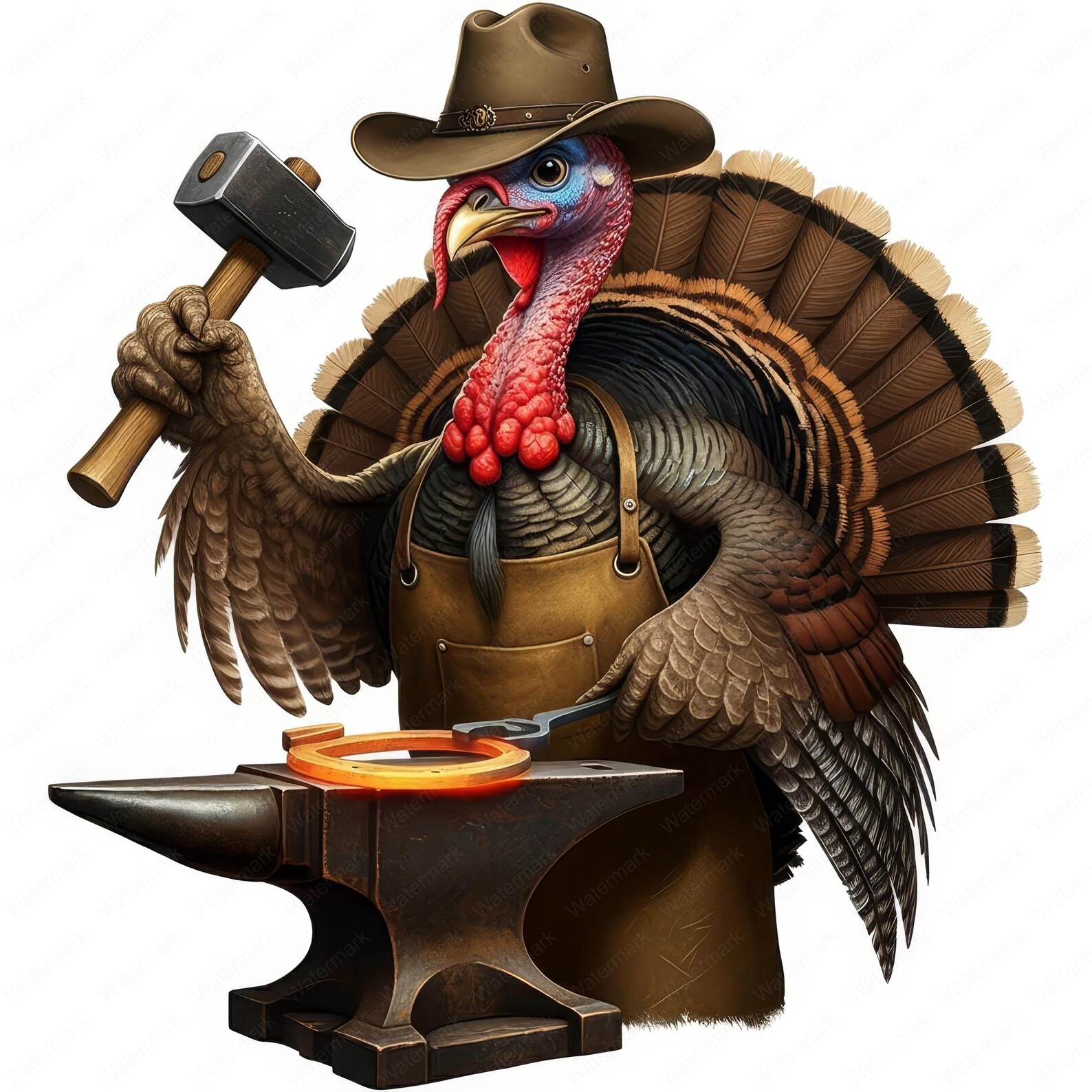 Cowboy Turkey Clipart: 3D Western Cartoon PNG Bundle (digital Download ...