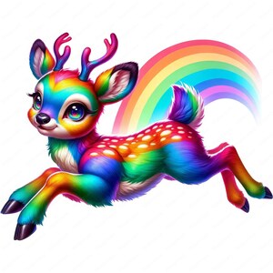 Rainbow Deer Clipart | Colorful Rainbow Deer Clipart Bundle | 10 High ...