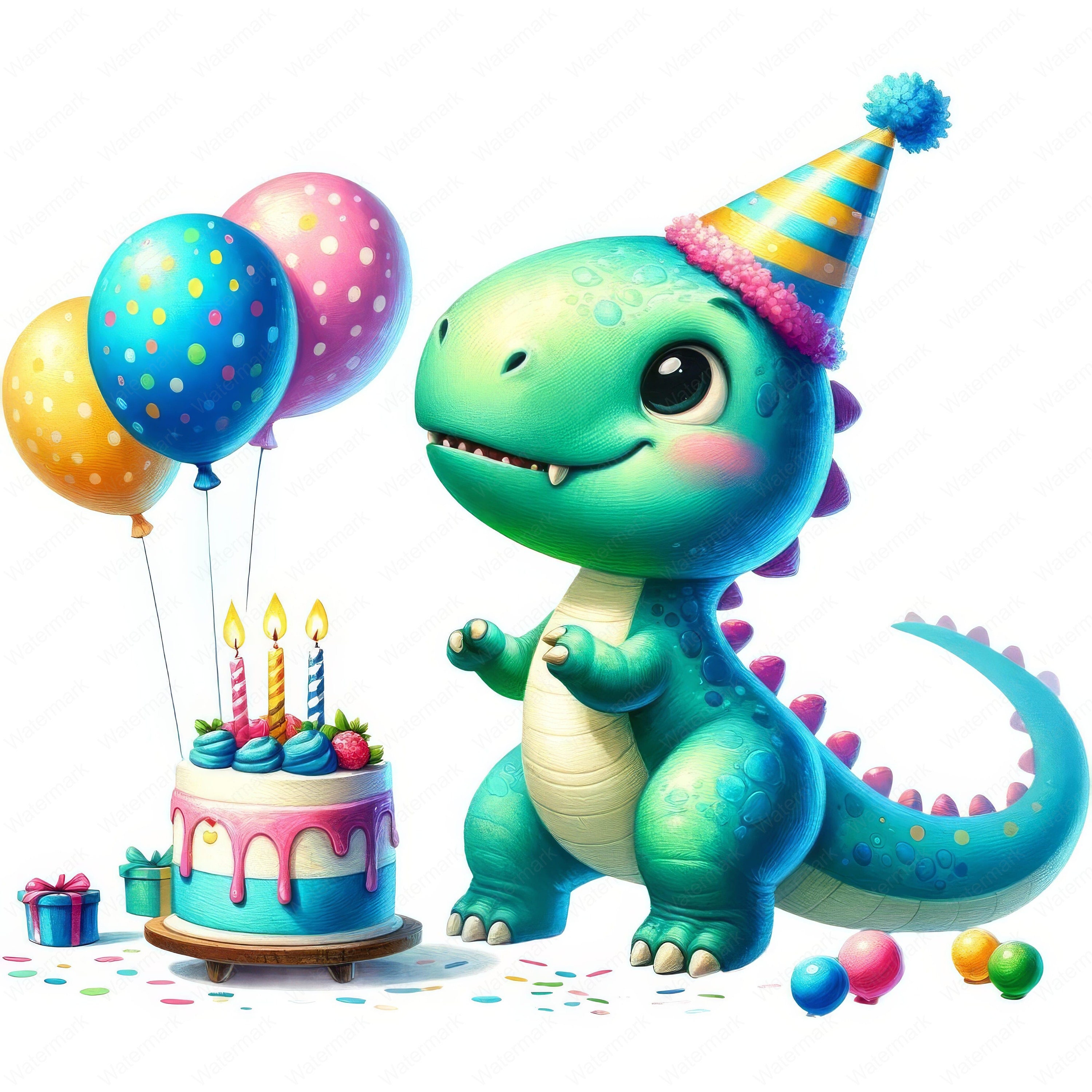 Cute Dinosaur Birthday Clipart | Party Art (digital Download) - Etsy