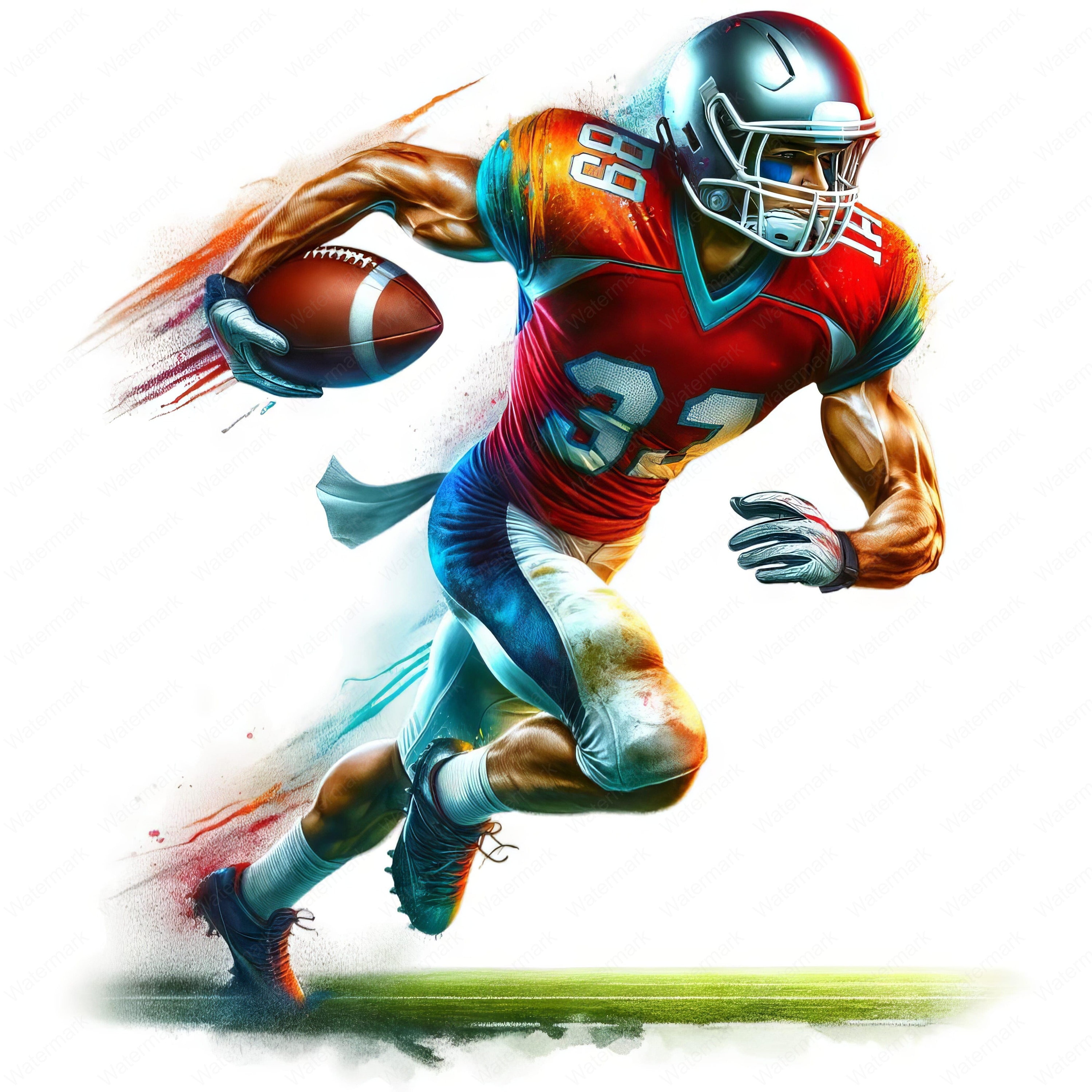 Football Player Clipart Bundle: Dynamic Sports Art (digital Download ...