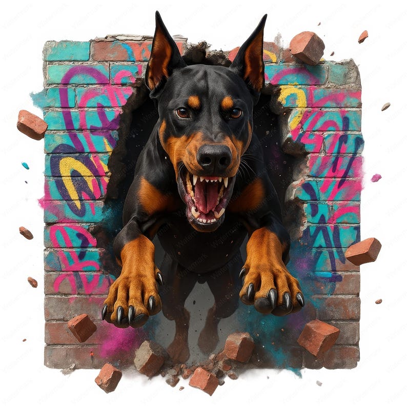 Doberman Dog Clipart: Graffiti Art PNG Bundle (commercial Use) - Etsy