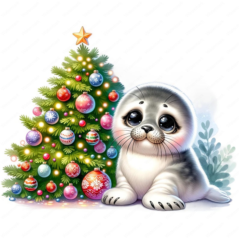 Christmas Baby Seal Clipart: Festive Marine Art (digital Download) - Etsy
