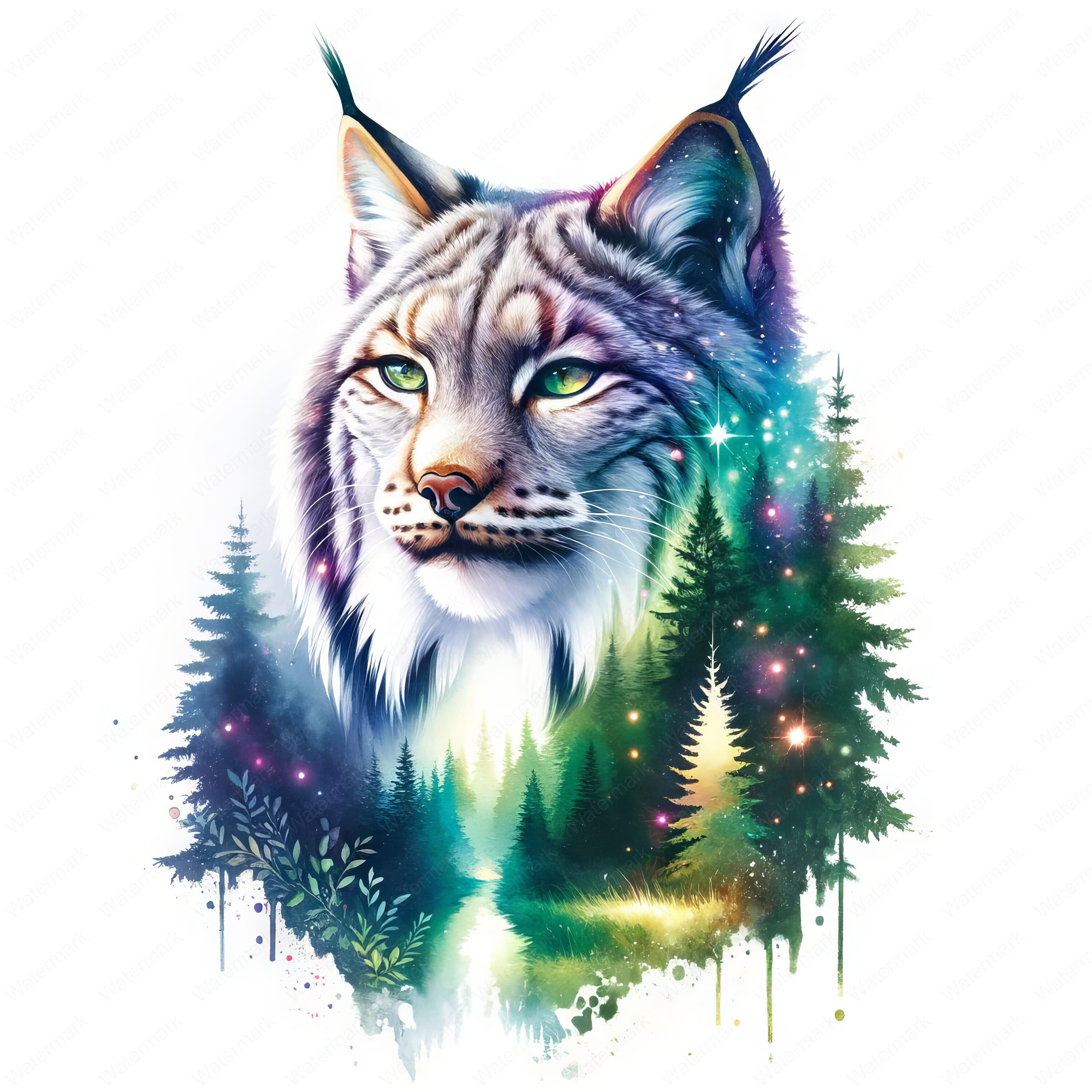 Majestic Lynx Clipart Bundle: Forest Animal Art (digital Download ...