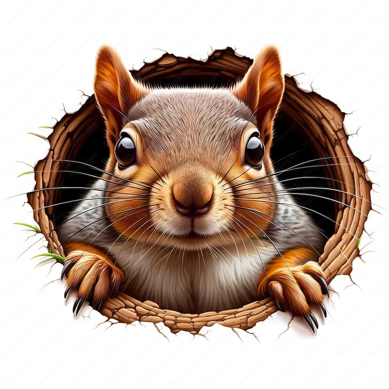 Realistic Squirrel Clipart Bundle: Forest Animal Art (digital Download ...