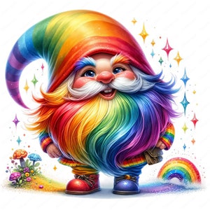 Rainbow Gnome Clipart | Colorful Gnome Clipart Bundle | 10 High-quality ...