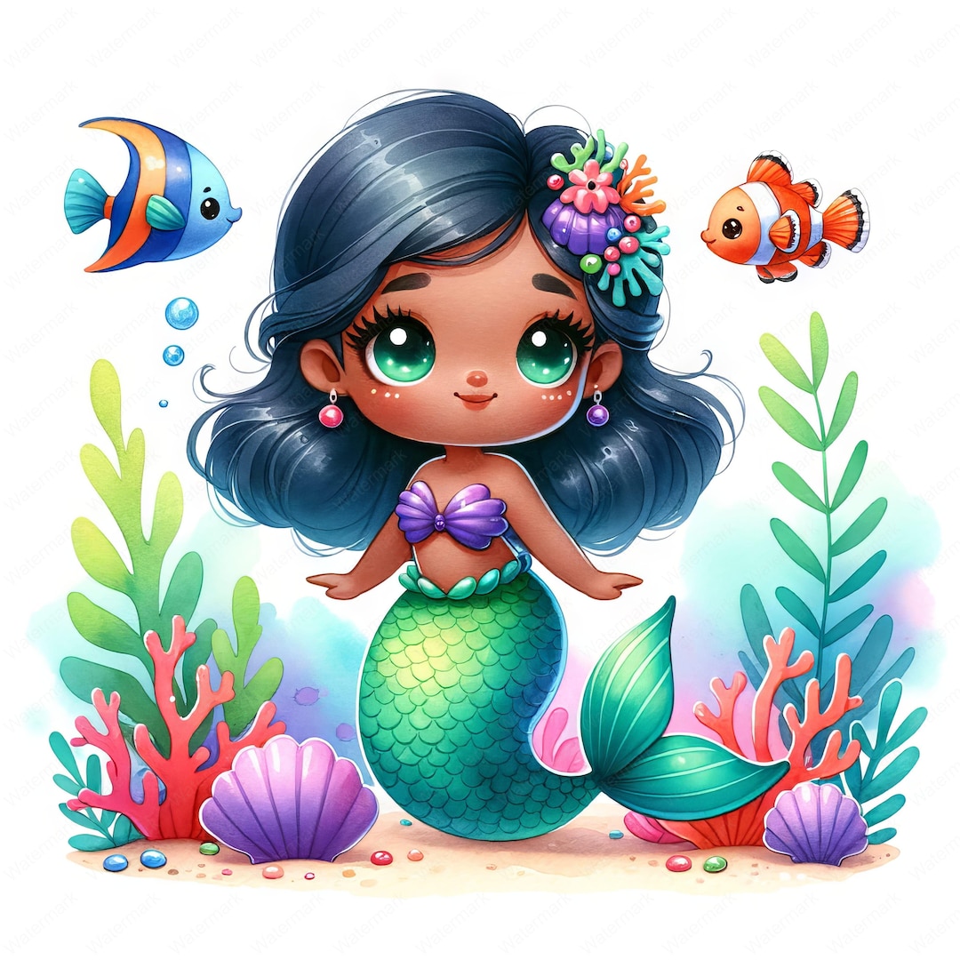 Little Mermaid Clipart Clipart Bundle 10 Enchanting Images - Etsy