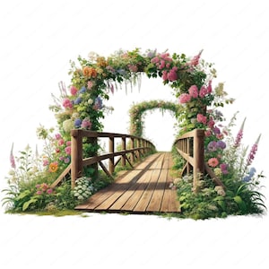 Floral Bridge Clipart: Garden Art Designs (digital Download) - Etsy