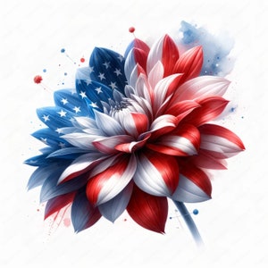 4th of July Flower Clipart | Patriotic Flower Clipart Bundle | 10 High ...