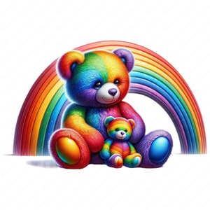 Rainbow Teddy Bear Clipart | 10 High-quality Designs | Colorful Bear ...