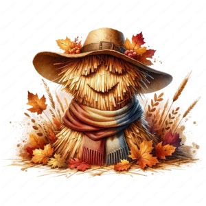 Scarecrow Clipart | Cute Autumn Scarecrow Clipart Bundle | 10 High ...