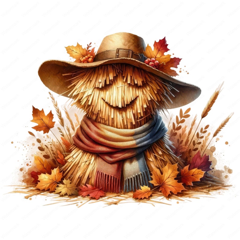 Cute Scarecrow Clipart Bundle | Fall Harvest Art (digital Download) - Etsy