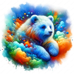 Colorful Bear Clipart | Vibrant Bear Clipart Bundle | 10 High-quality ...