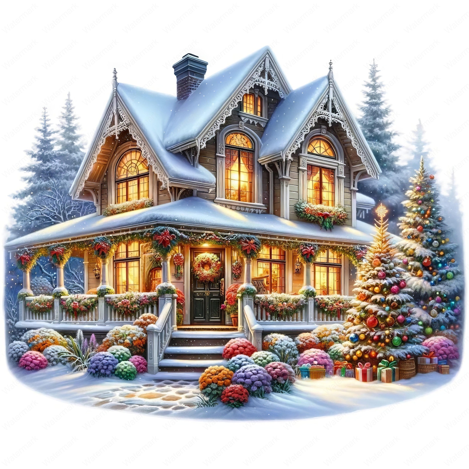Santa House Christmas Clipart: Festive Designs (digital Download) - Etsy