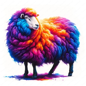 Colorful Sheep Clipart Clipart Bundle 10 Vibrant Images Animal Art ...