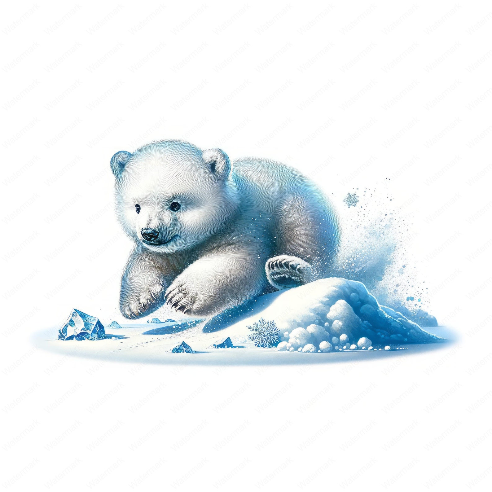 Cute Polar Bear Cub Clipart Bundle | Arctic Animal Art (digital ...