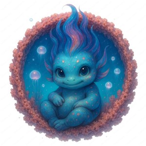 Cute Ocean Creature Clipart, 10 Designs High Res PNG Bundle, Kawaii Sea ...