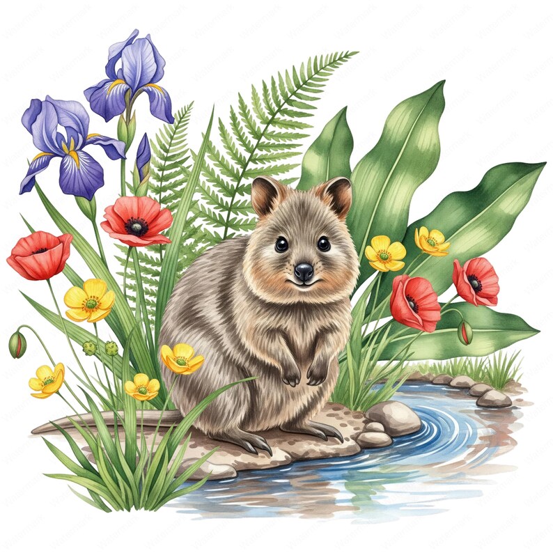 Watercolor Quokka Clipart, Cute Animal PNG Graphics (commercial Use) - Etsy