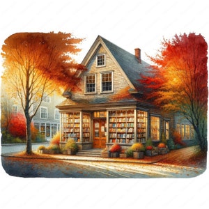 Fall Bookstore Clipart | Cozy Fall Bookstore Clipart Bundle | 10 High ...