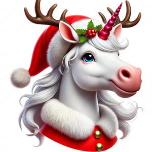 Christmas Unicorn Clipart Bundle: Holiday Art, Commercial Use (digital ...