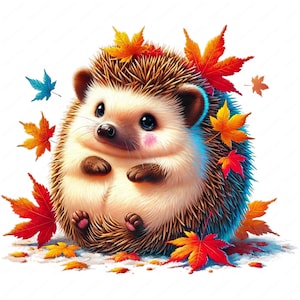 Autumn Hedgehog Clipart Bundle | Fall Woodland Animal Art (digital ...