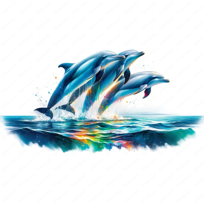 Playful Dolphin Family Clipart: Ocean Life Art (digital Download) - Etsy