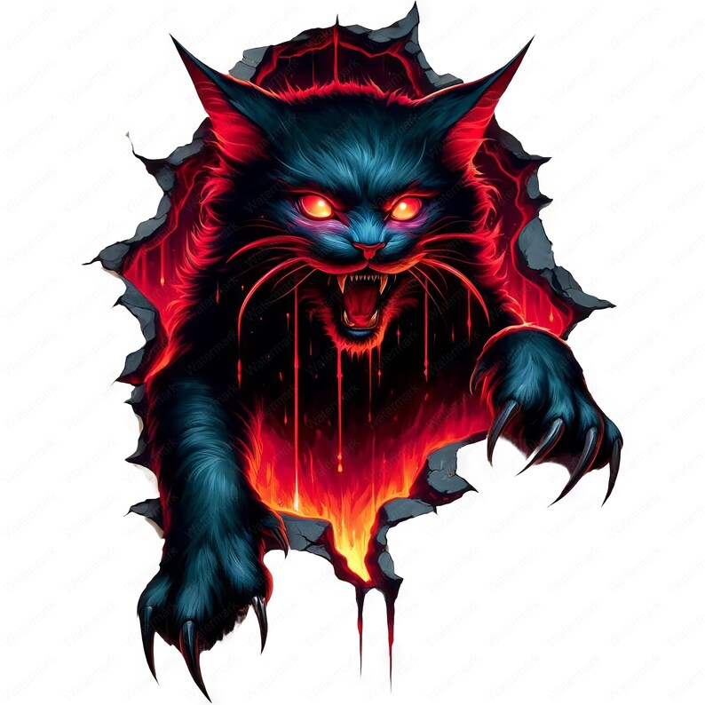 Demon Cat Clipart | Sinister Dark Fantasy Art (digital Download) - Etsy