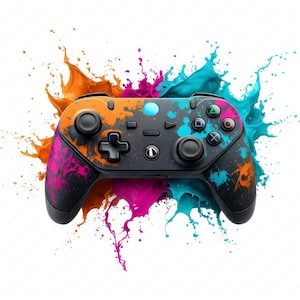 Gaming Controller Clipart: Paint Splash PNG Bundle (digital Download ...