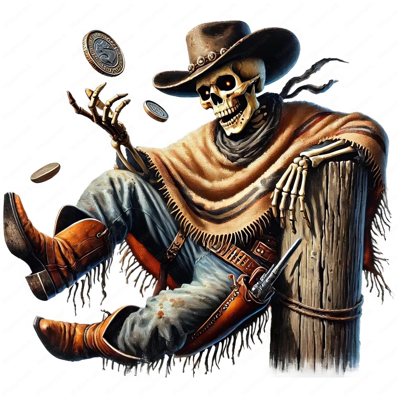 Skeleton Cowboy Clipart: Western Horror Art (digital Download) - Etsy