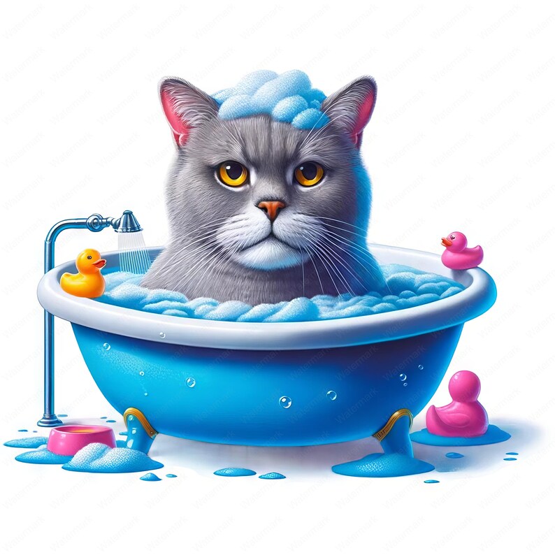 Bath Cat Clipart Bundle: Adorable Feline Art (digital Download) - Etsy